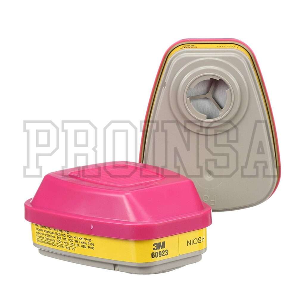 Cartucho/Filtro Mixto para Vapores Orgánicos, Gases Ácidos y Partículas 3M™, 60923, Magenta ...